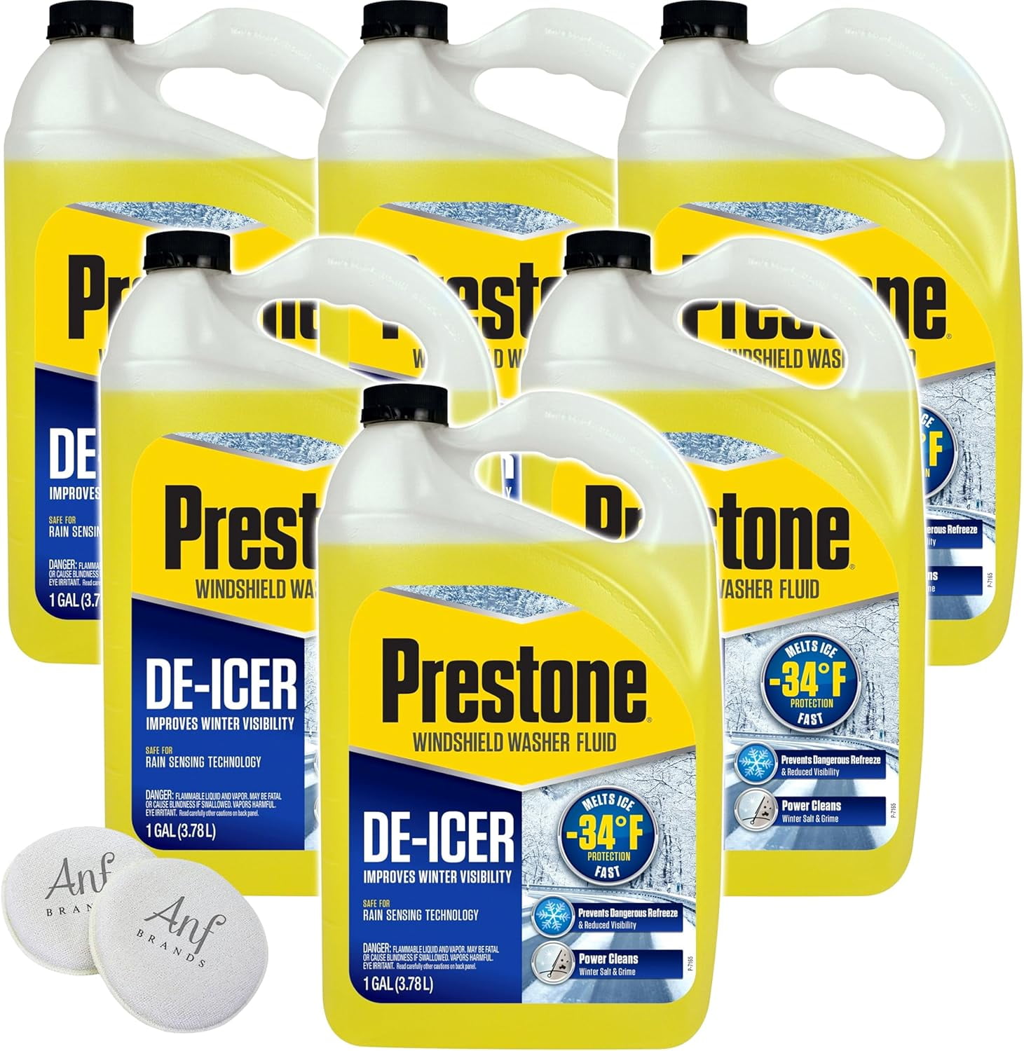 (6 Gallons) - Prestone DE-ICER Winter Windshield Washer Fluid, Freeze Protection to -34ºF ...