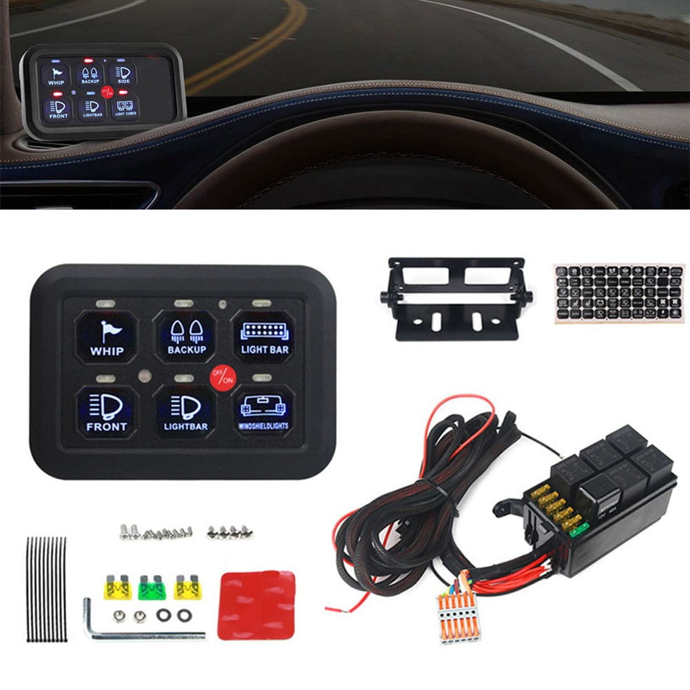 6 Gang LED Switch Panel 12V-24V Circuit Control Relay System Touch ...