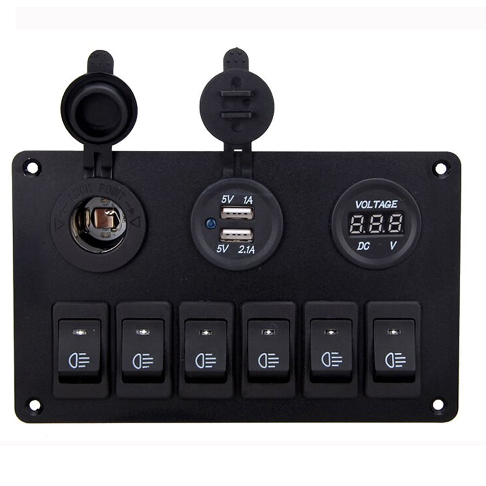 6 Gang Marine Boat Rocker Switch Panel, 12V Waterproof RV Led Switch ...