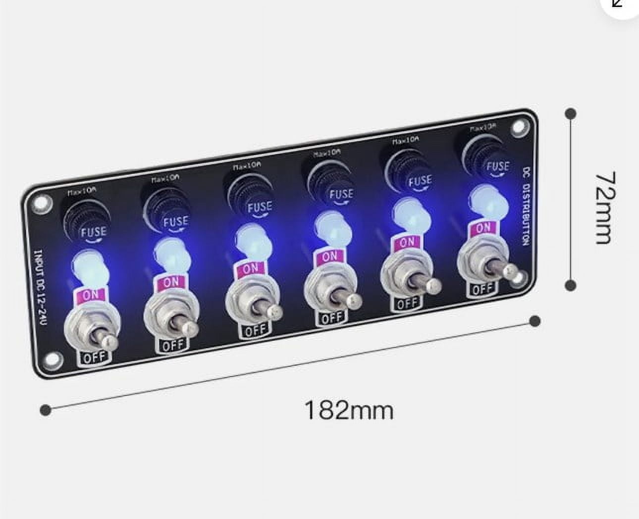6 Gang Metal Rocker Switch Panel w/ LED Circuit Breaker Fuse Box Car ...