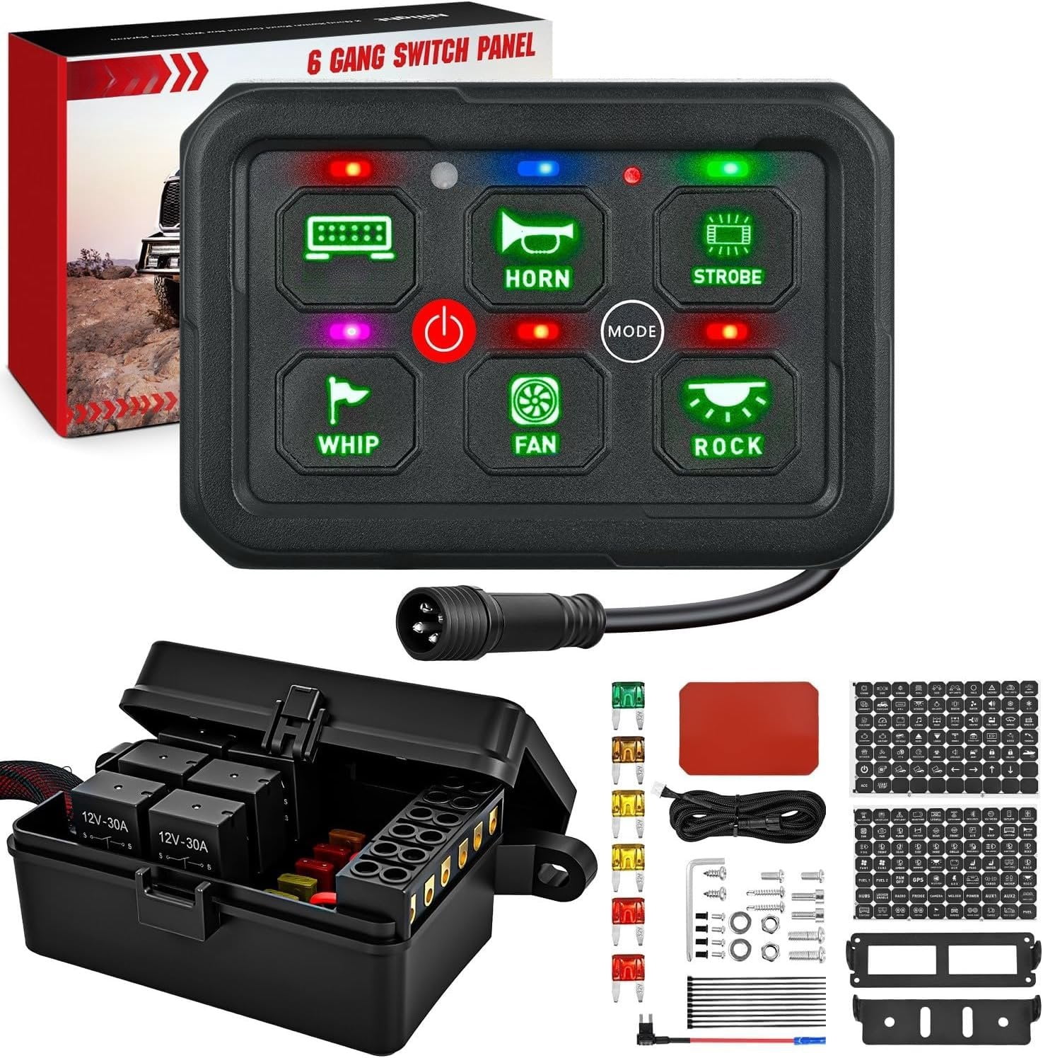 6 Gang Panel Circuit Control Relay System with Fuse Wiring Harness ...