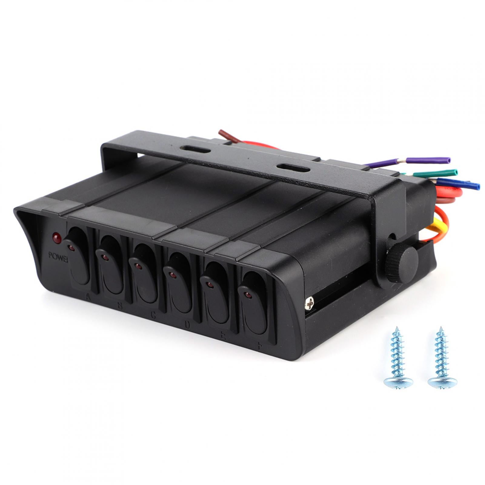 6?Gang Rocker Switch Box Controller 3P Red Light Universal for 12?24V ...