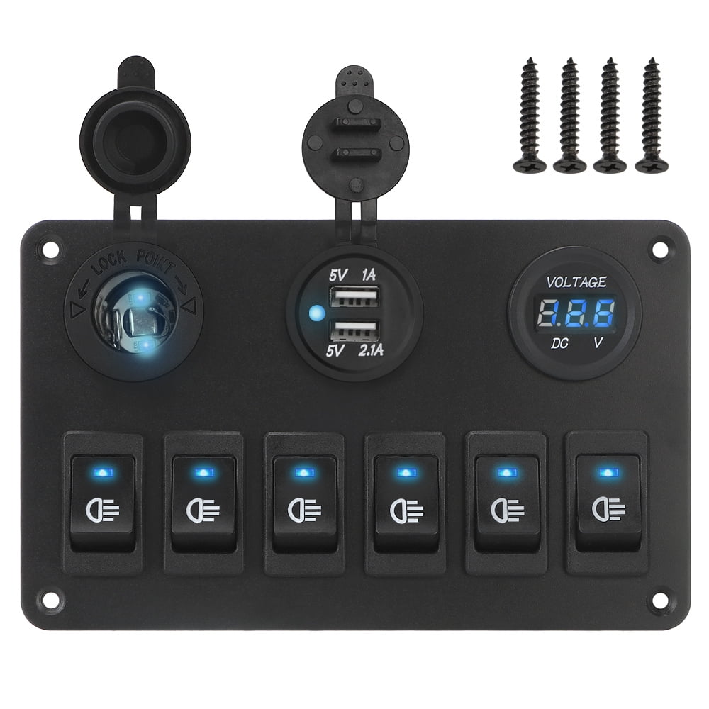 6 Gang Switch-6 Gang 12V/24V Switch Panel, Circuit Breaker, LED Digital ...