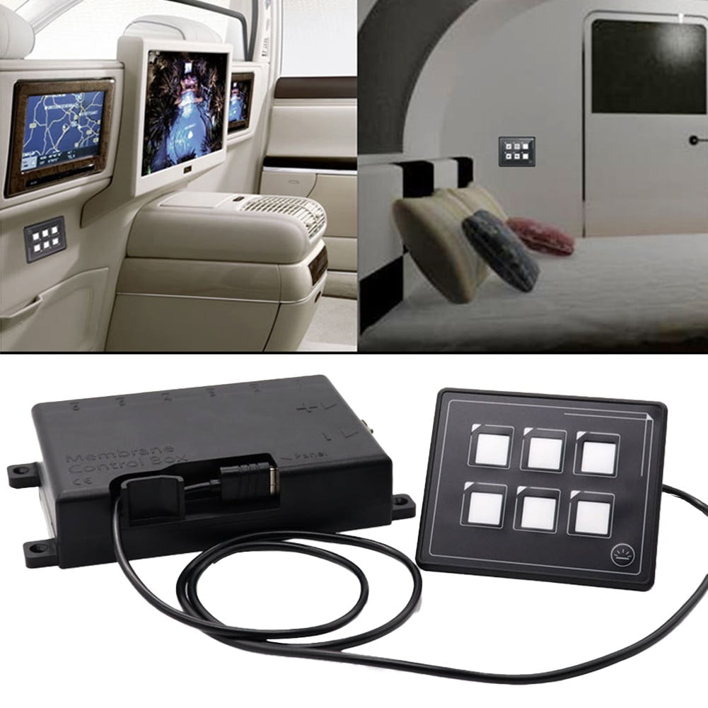 6 Gang Waterproof LED Switch Panel Slim w/Control Box Car RV Marine 11V ...
