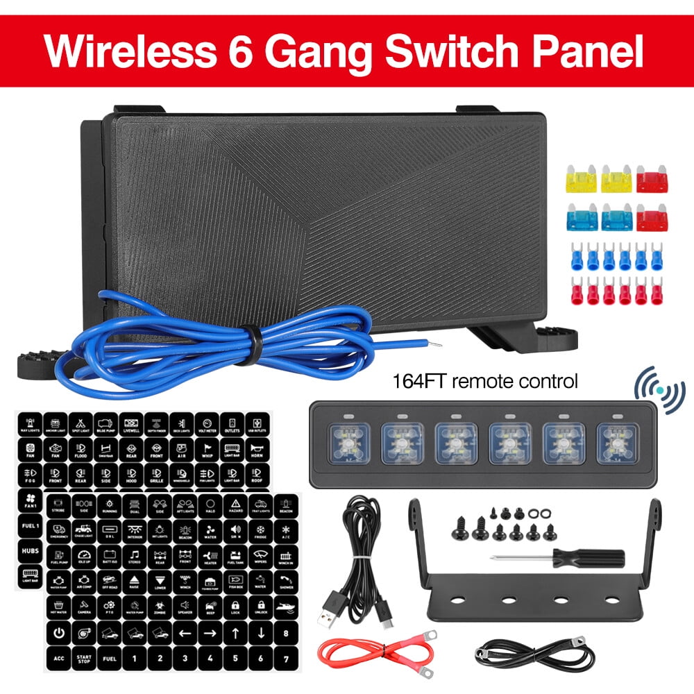 6 Gang Wireless Switch Panel Circuit Control Box Relay System For LED ...