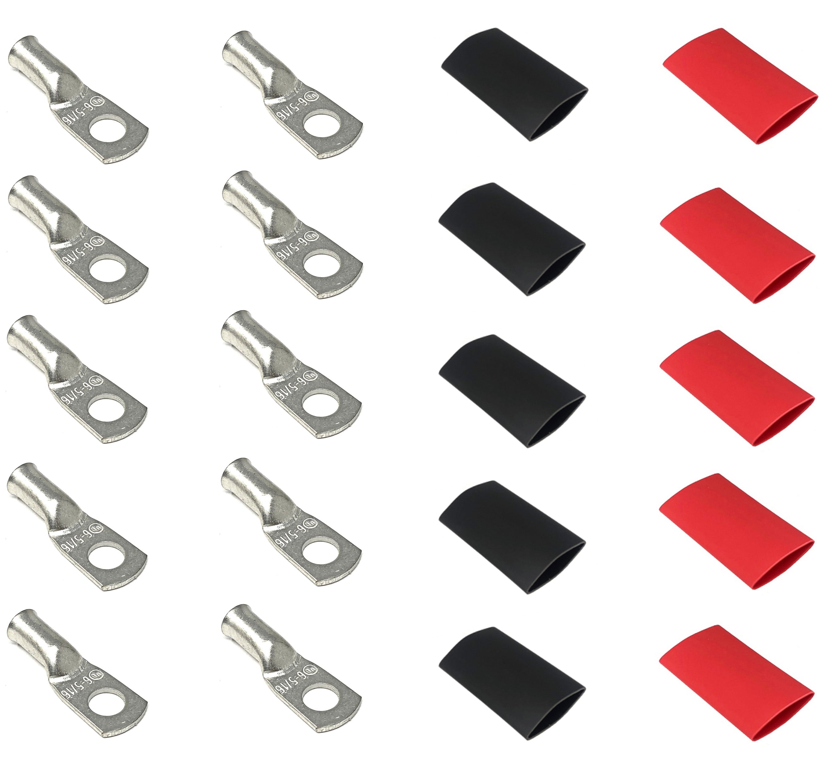 6-Gauge 5/16 in. Pure Copper Tin Coated Cable Lugs with Heat Shrink (10 ...