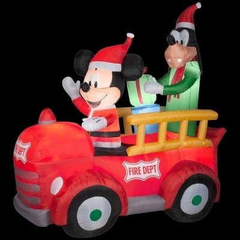 Gemmy 6' Inflatable Disney Mickey & Goofy in Vintage Fire Truck ...