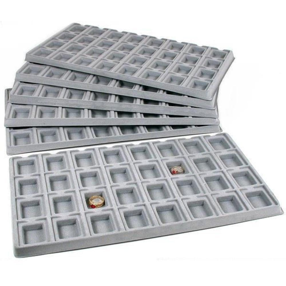 FindingKing 6 Gray 32 Slot Puff Earring Card Display Tray Inserts for ...