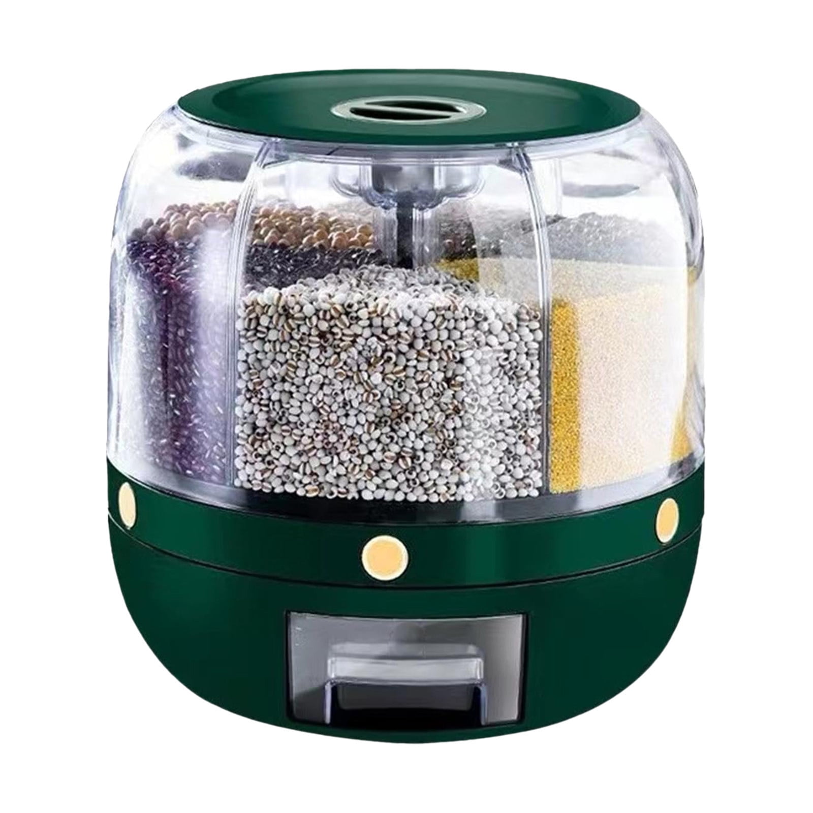 6-Grid 360Â° Rotating Rice Dispenser-Dry Food Storage Container with ...