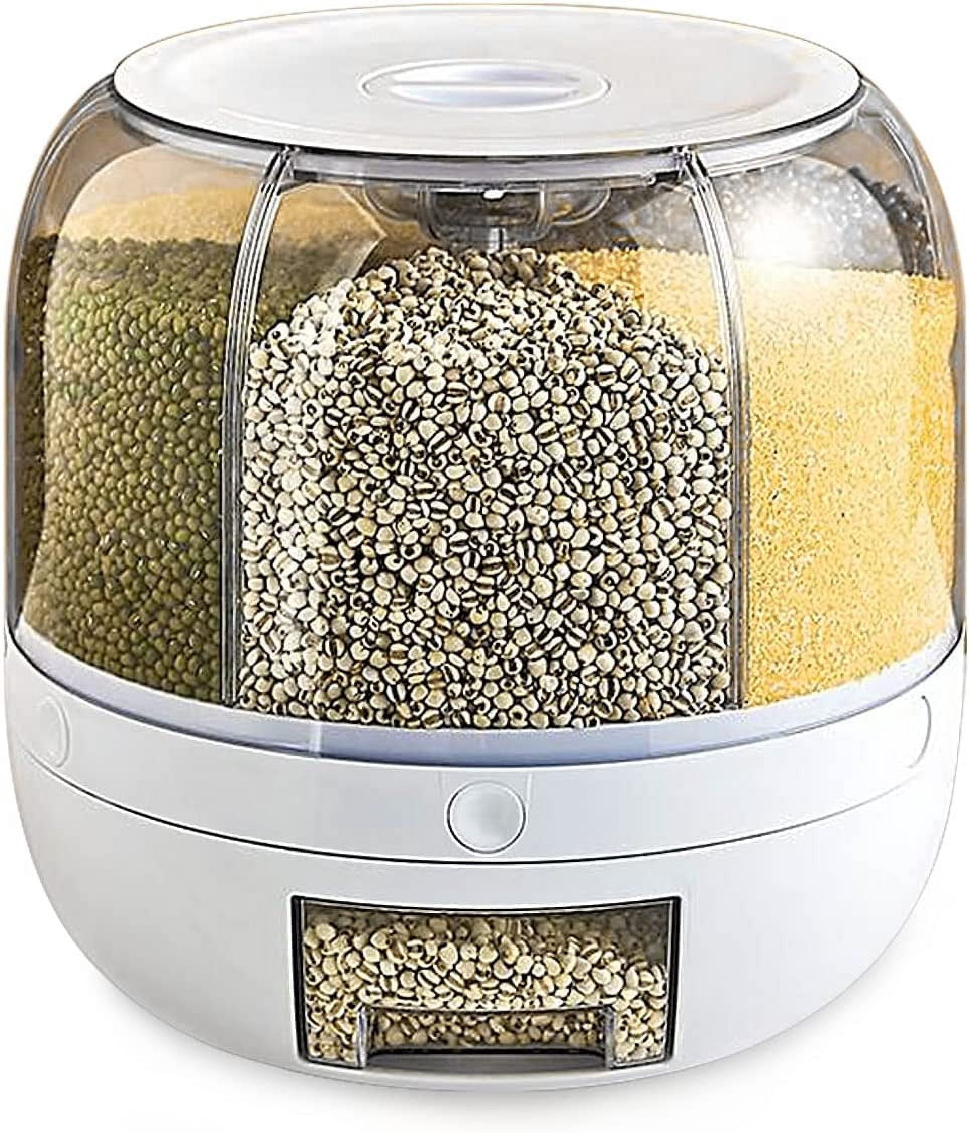 6-Grid Cereal Dispenser Rotating Rice Dispenser Rice Container Food ...