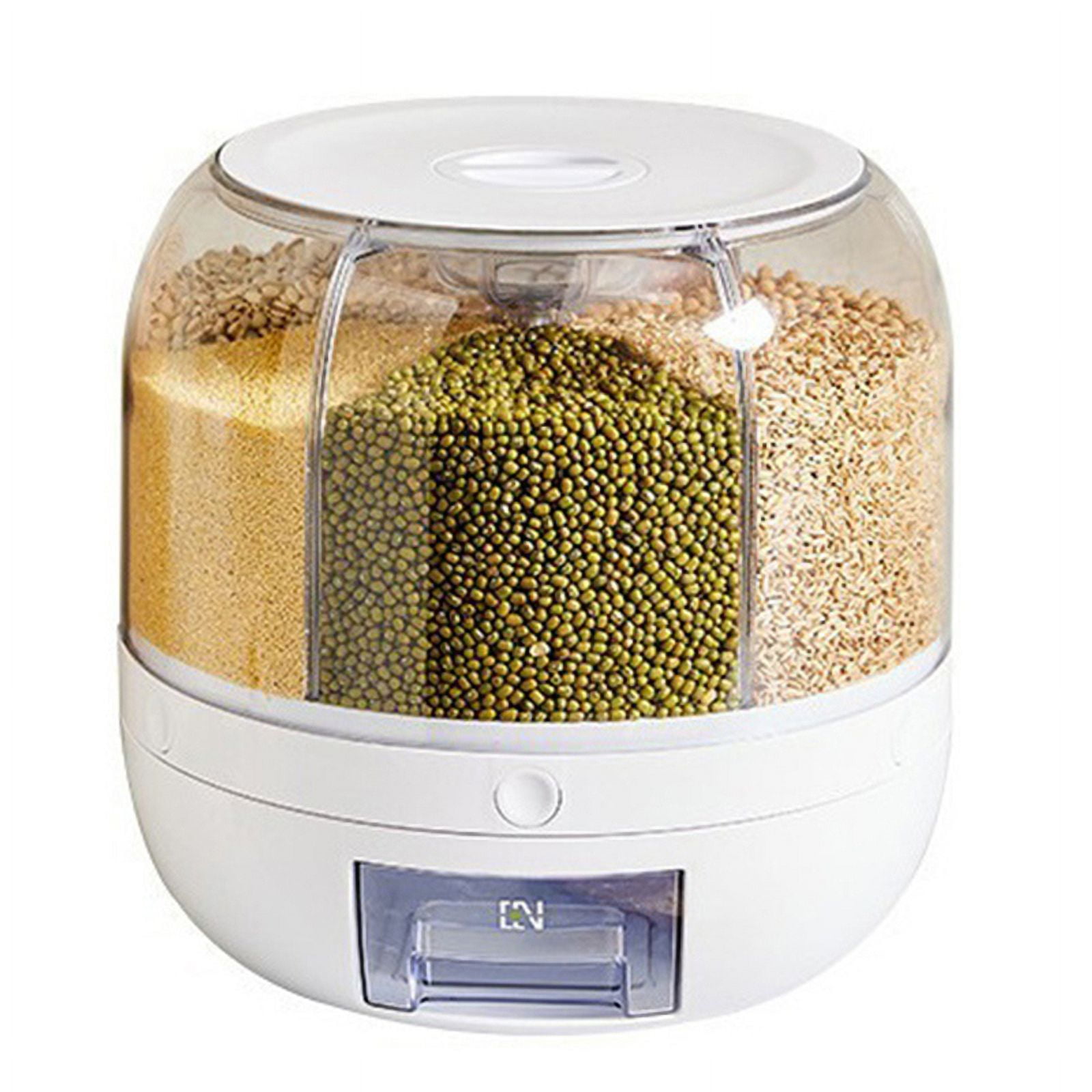 6 Grid Cereal Storage Container Dispenser Countertop Grain Organizer ...