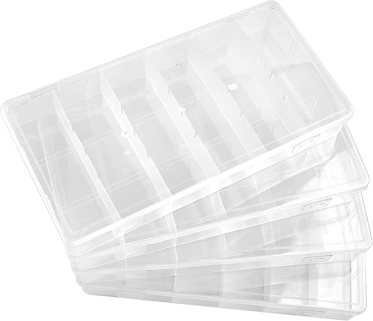 6-Grid Clear Plastic Storage Boxes Rectangular Bead Storage Containers ...