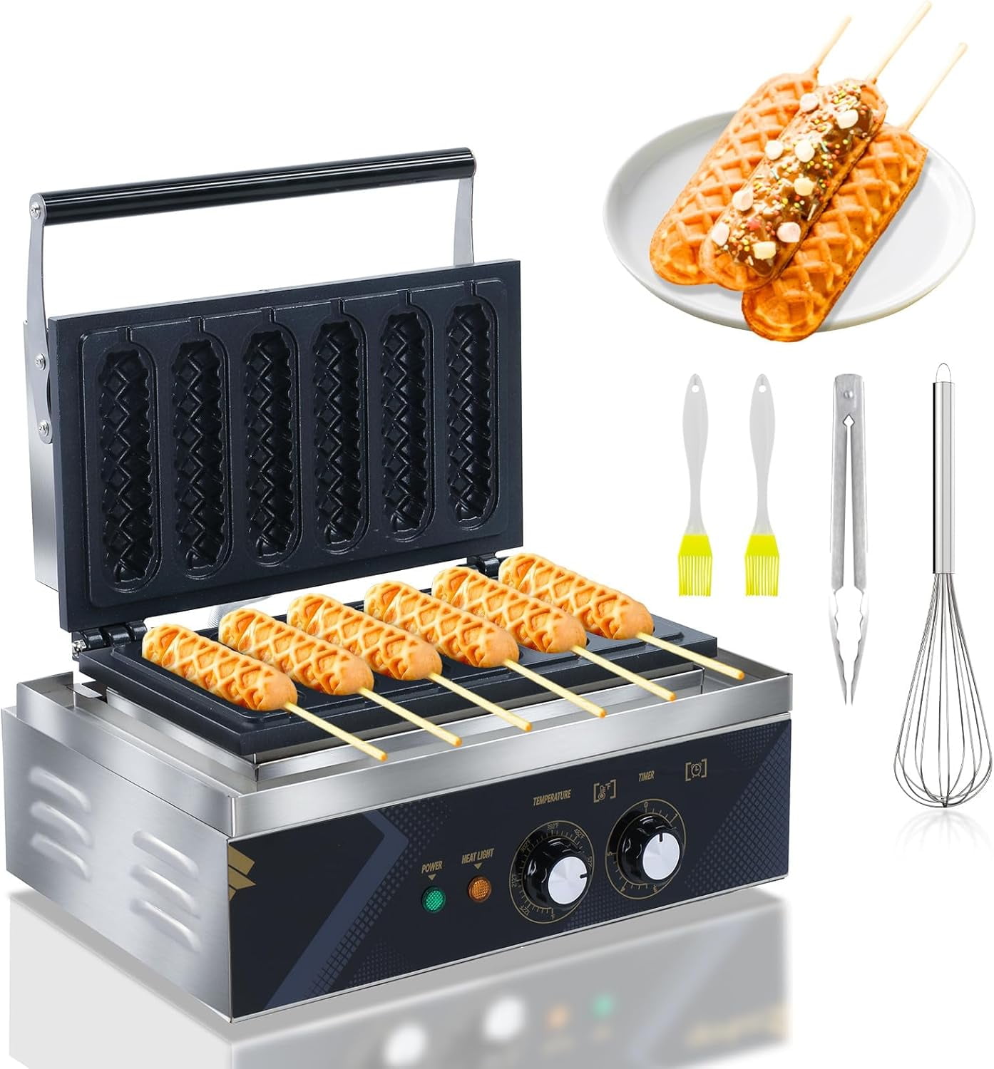 6-Grid Commercial Corn Dog Maker, Thickened Stainless Steel,Nonstick ...