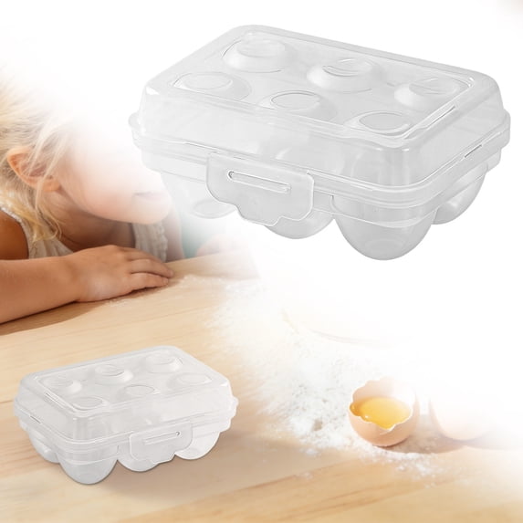 6 Grid Egg Storage Box, Portable Egg Dispenser Holder Case with Lock ...