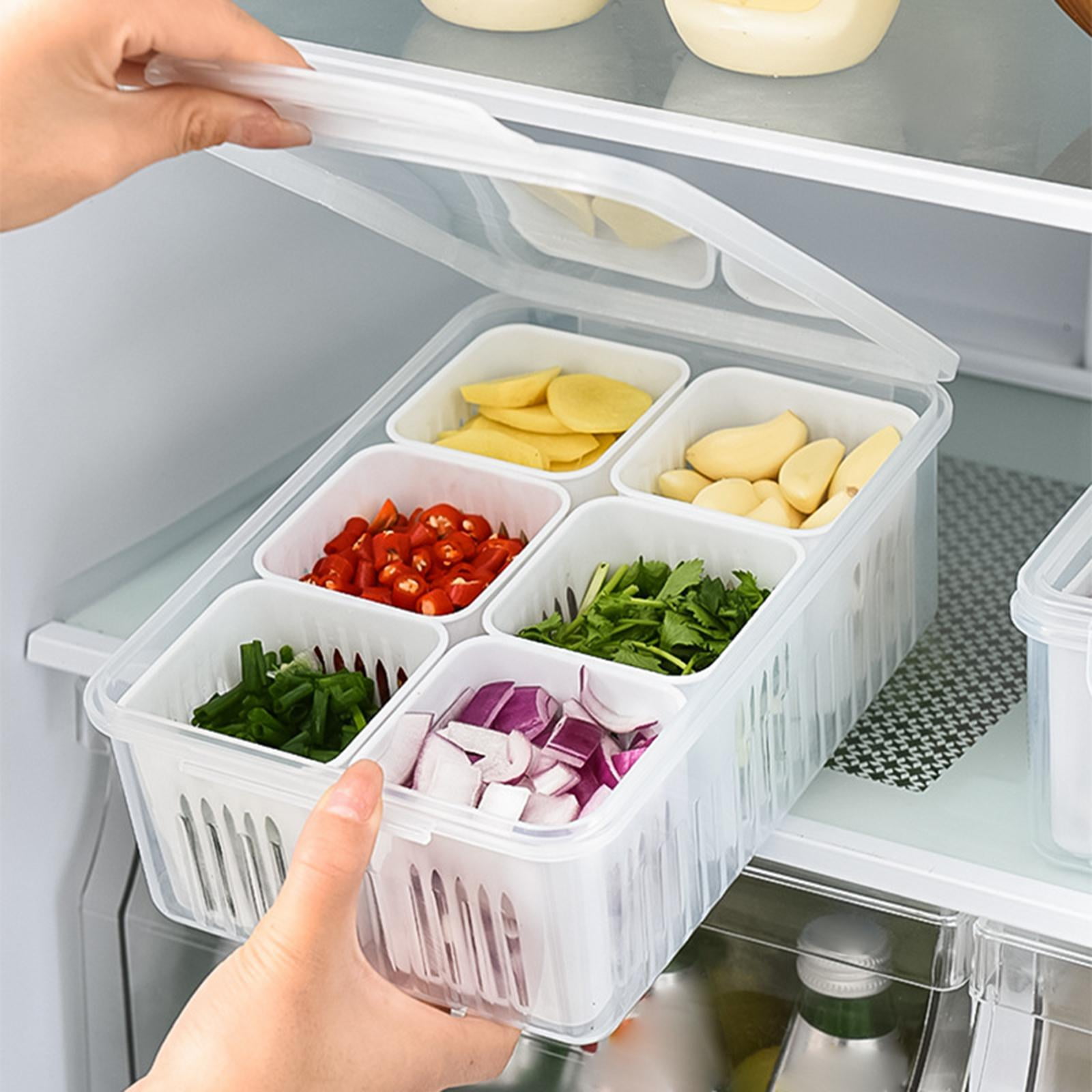 LOVIVER 6 Grid Food Storage Organizer, Transparent Plastic Refrigerator ...
