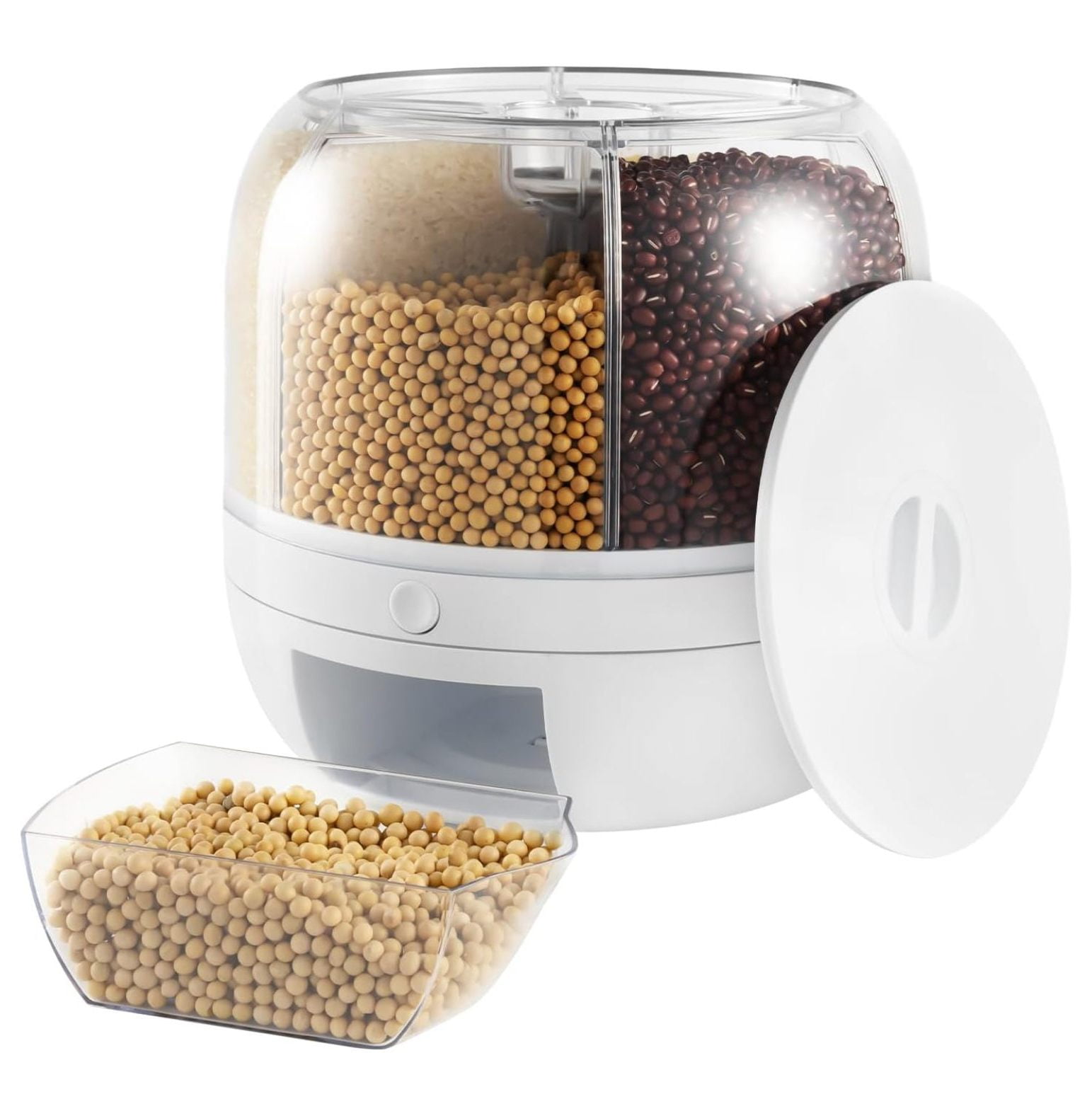 6 Grid Grain Dispenser 360° Rotating Grain Storage Container 13lbs ...