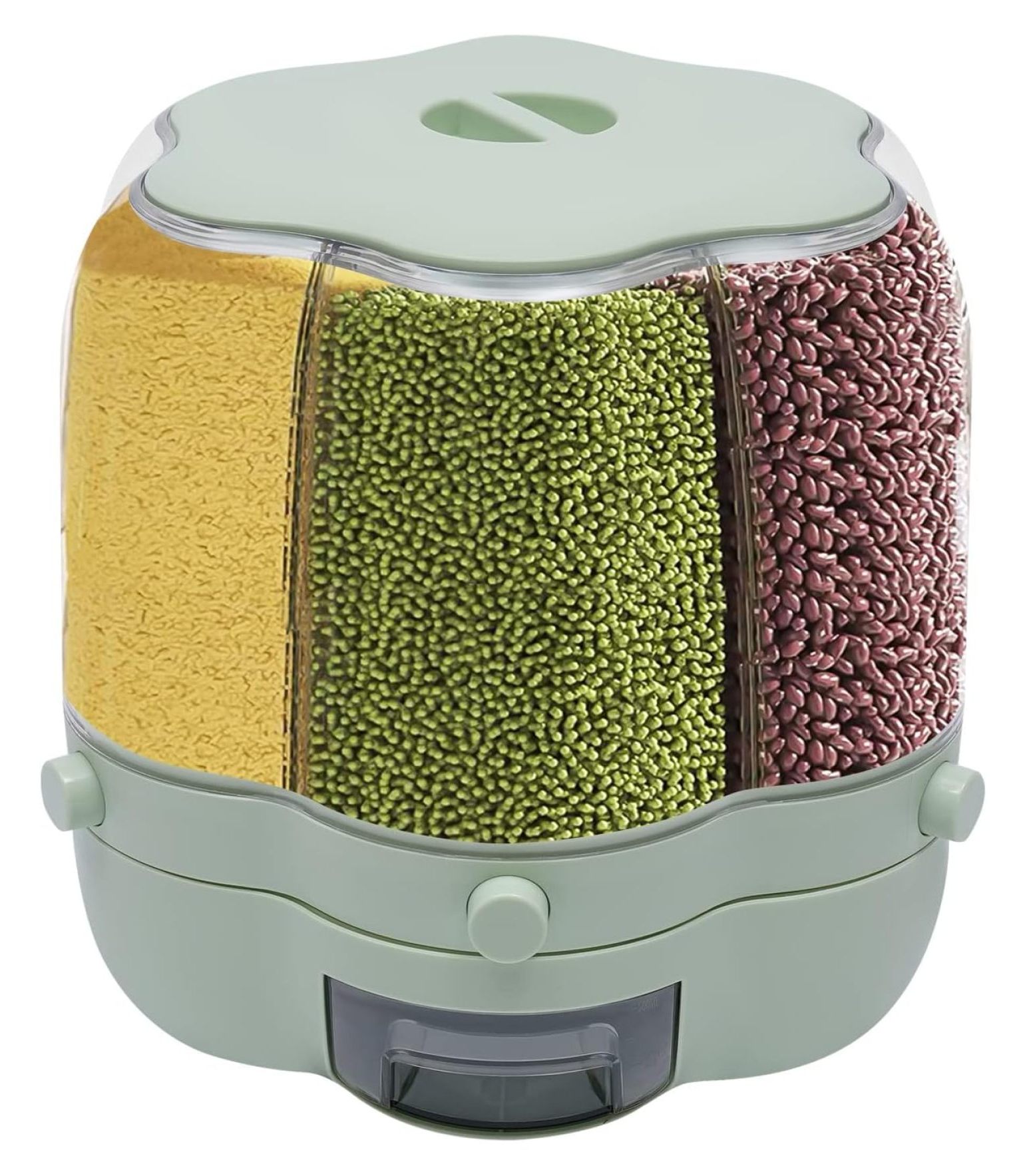 6 Grid Grain Storage Container 17.63Lbs Food Dispenser 360° Rotating ...