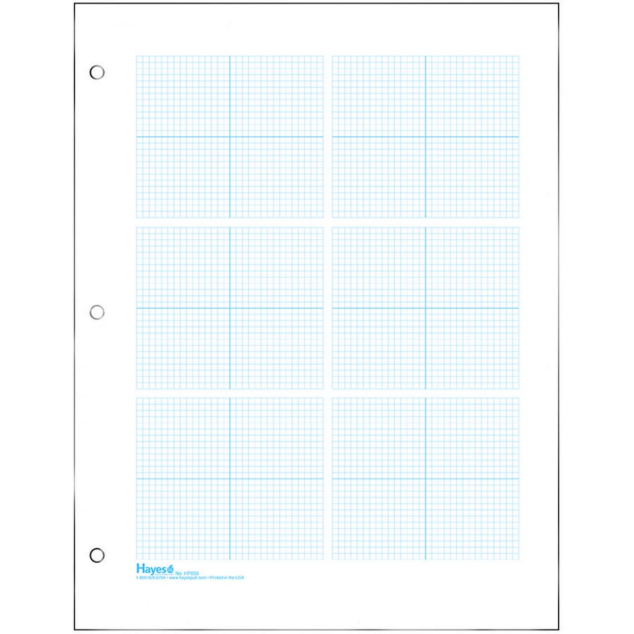 6 Grid Graph Paper, 1/8" Squares and Accentuated Axes, Double Sided ...