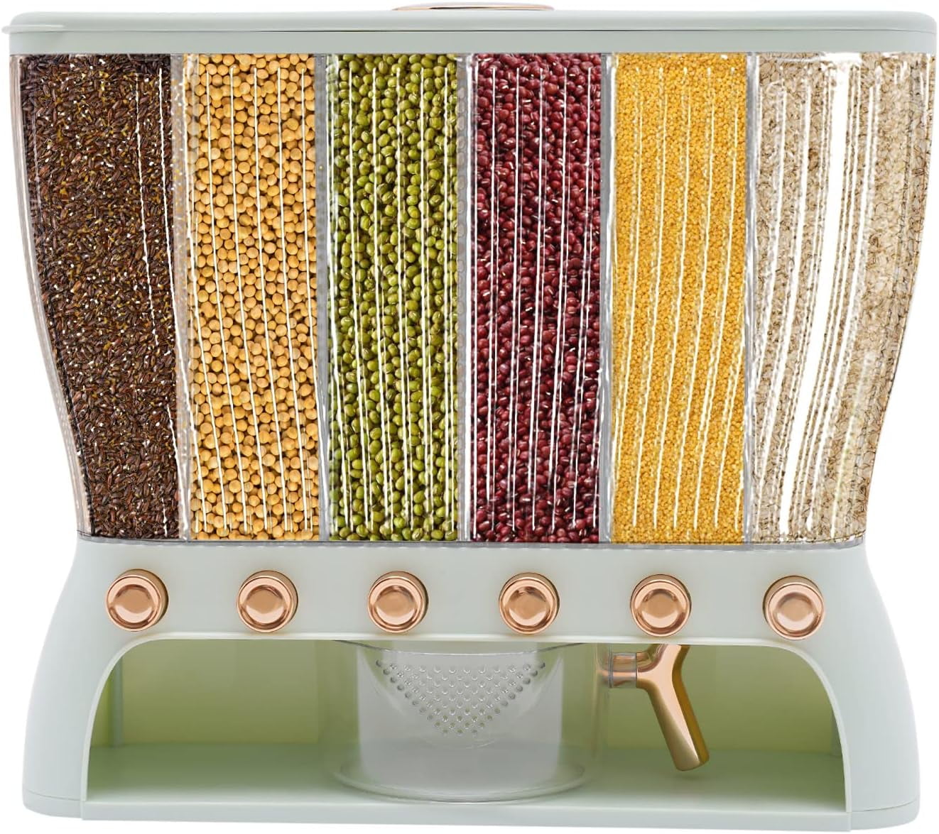 6 Grid Rice Container Bulk Food Storage Grain Canisters Dry Food ...