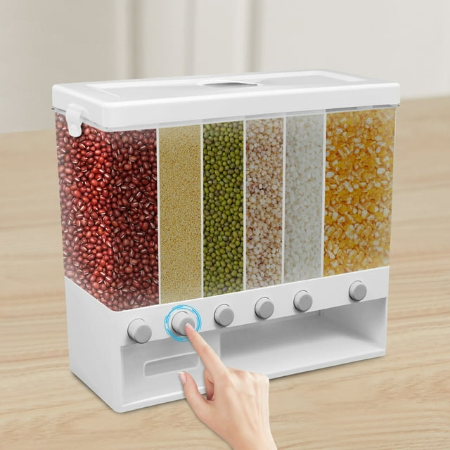 6-Grid Rice Dispenser Cereal Dry Food Grain Storage Container Kitchen ...