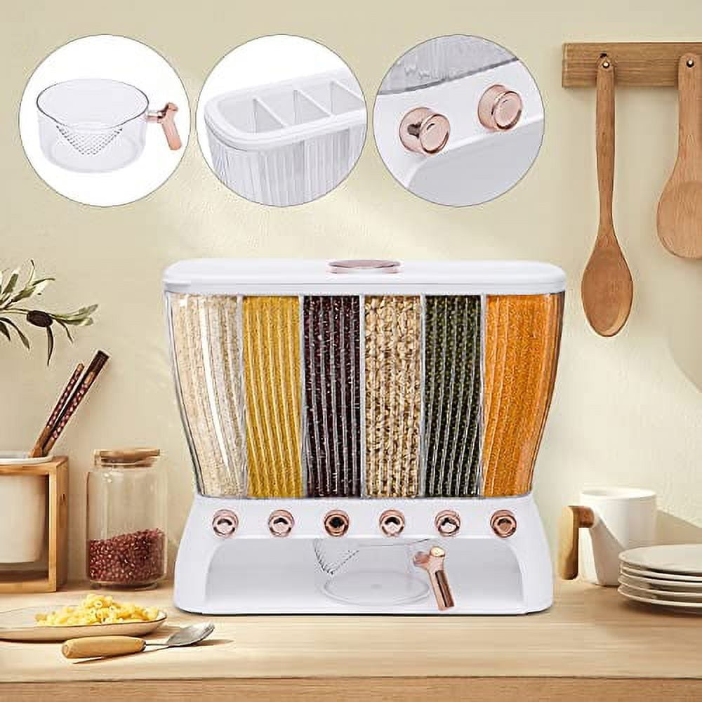 6-Grid Rice Dispenser Dry Food Dispenser Multi-function Separate Grain ...
