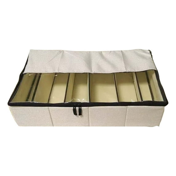 6 Grid Transparent Foldable Shoe Space Bed Bottom Storage Layer Shoe ...