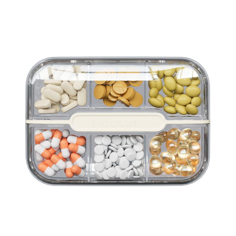6-Grid Transparent Portable Medicine Box With Lid Compartment Storage ...