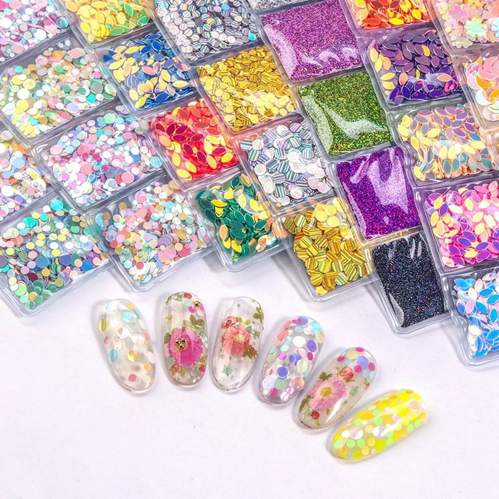 6 Grids/Bag Nail Art Sequins Colorful Nail Polish Flakes Foils For ...