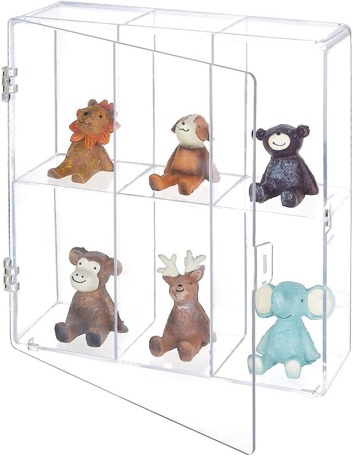 6 Grids Clear Display Case for Figure 7.5x8x2.4 Inch Acrylic Display ...
