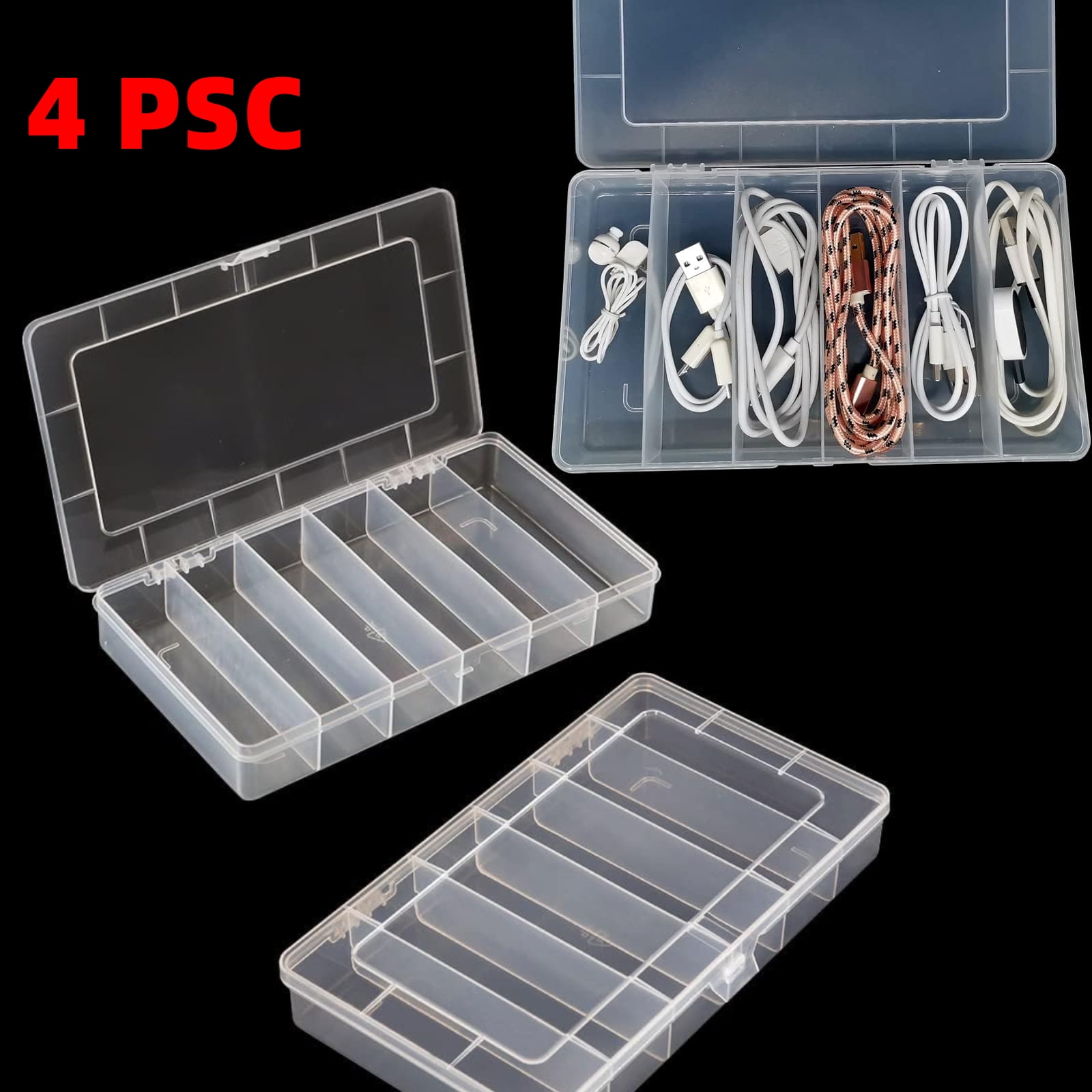 6 Grids Tackle Box, 4 PCS Organizer Mascara Brushes Container Fishing ...