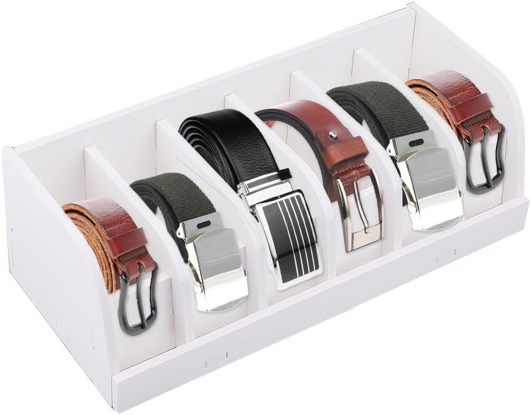 6 Grids White Belt Storage Organizer Box Acrylic Rectangle Compartments ...