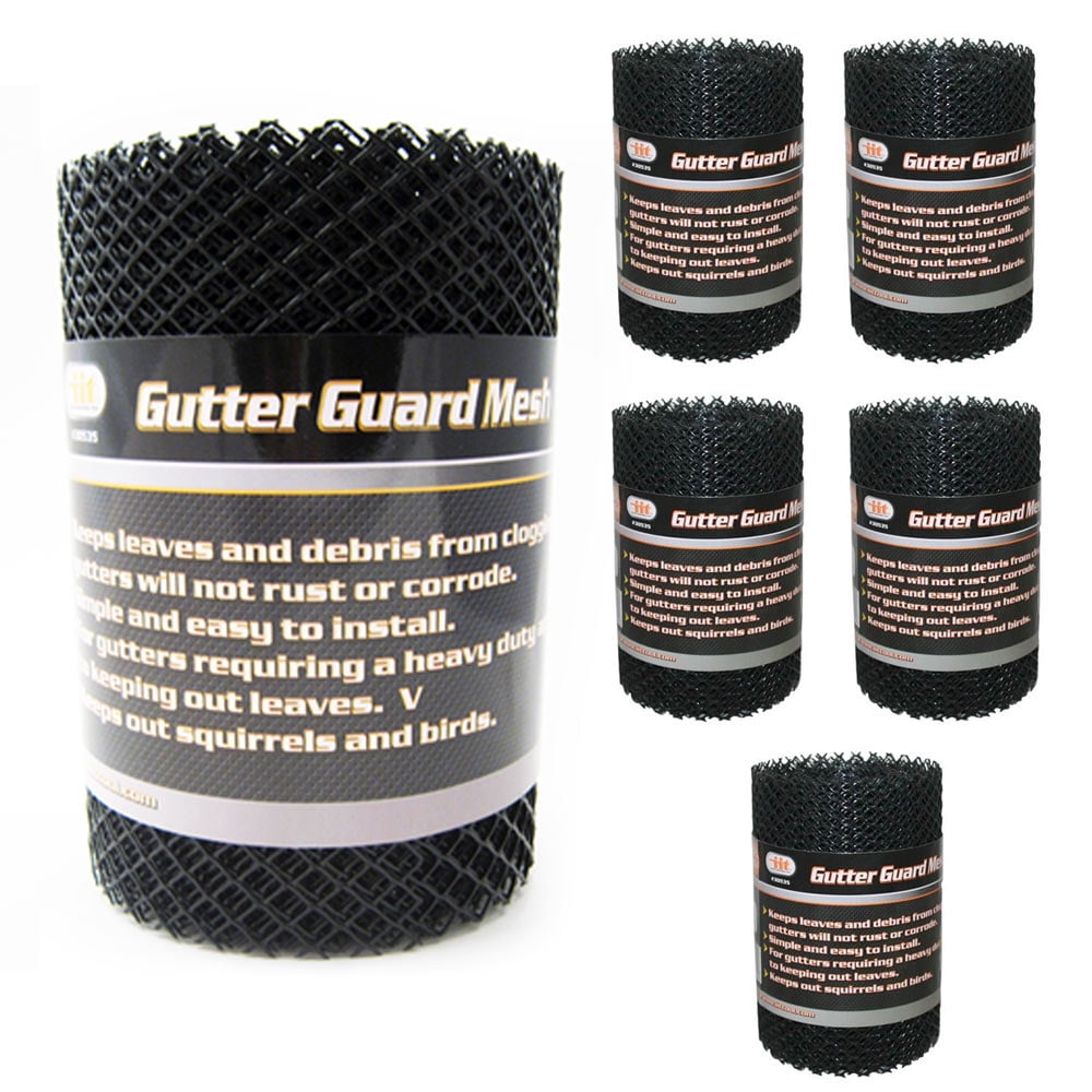 6 Gutter Guard Mesh Rolls 16 Ft X 6In Black Plastic Leafsout Cover Easy ...