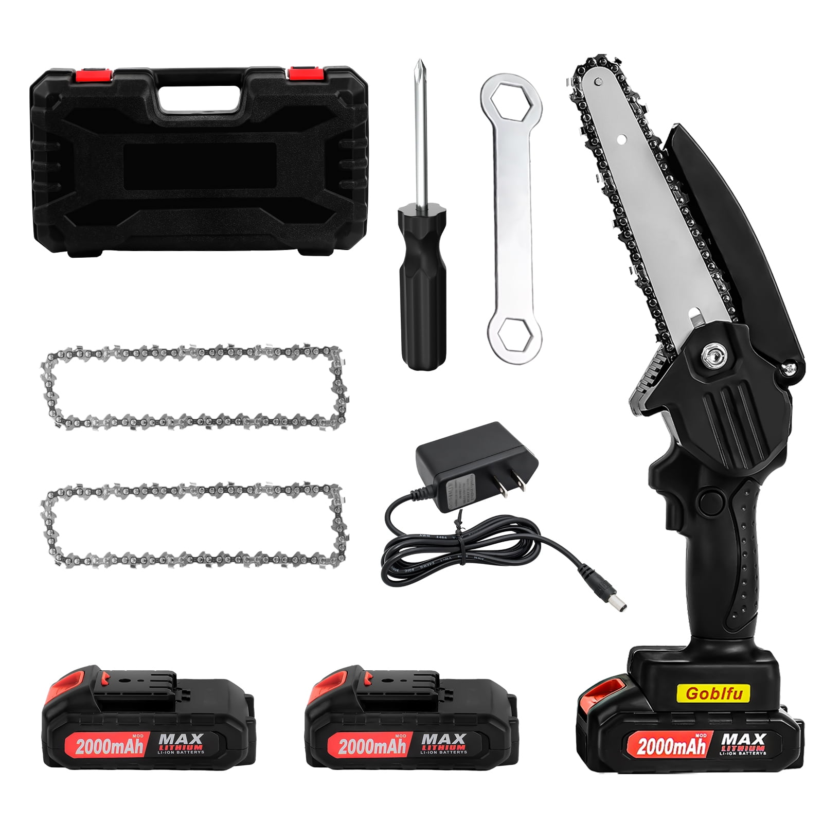 6" Handheld Cordless Chainsaw with 2 Batteries - Electric Mini Chainsaw ...