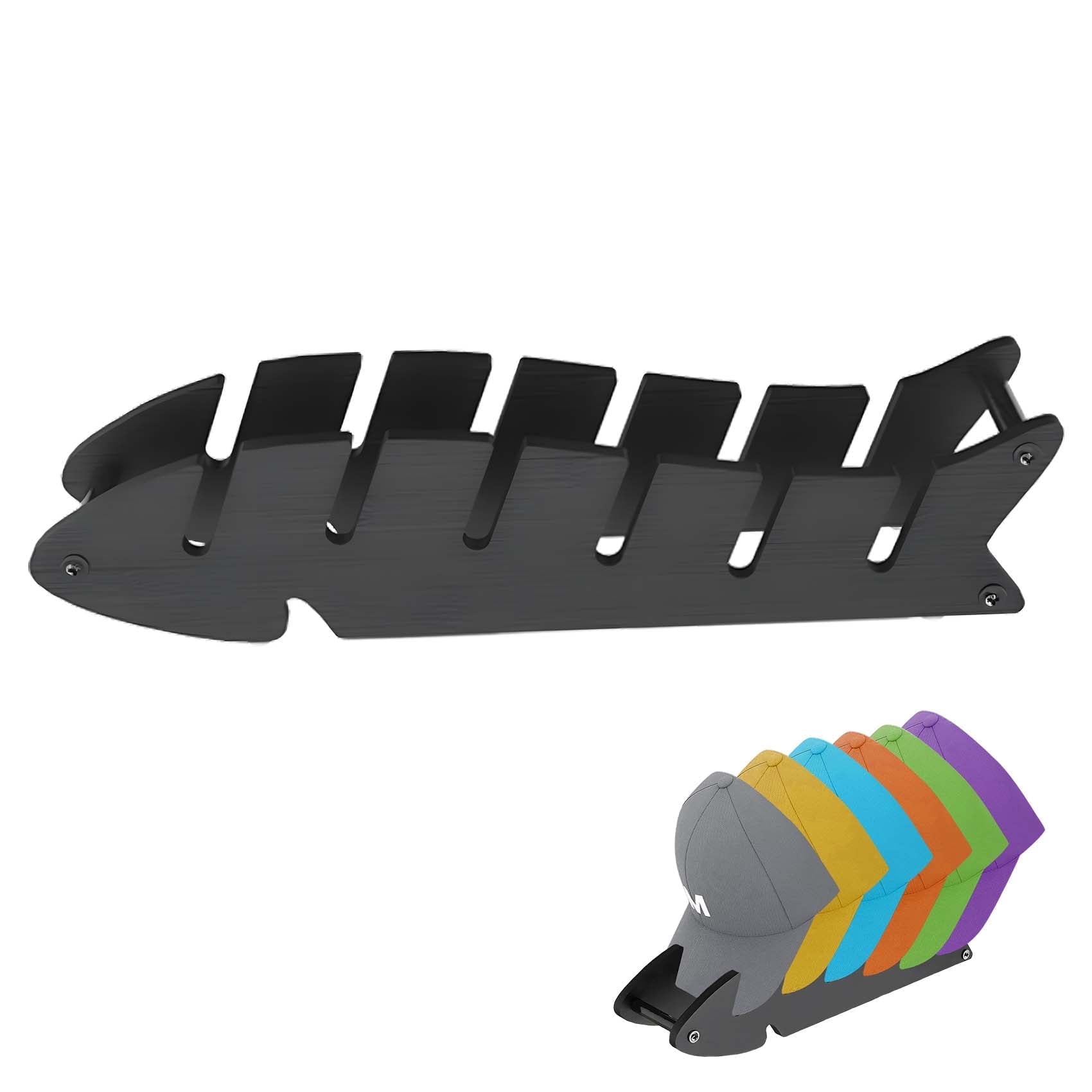 6-Hat Bamboo Organizer, Space-Saving Fishbone Design for Doors/Closets ...