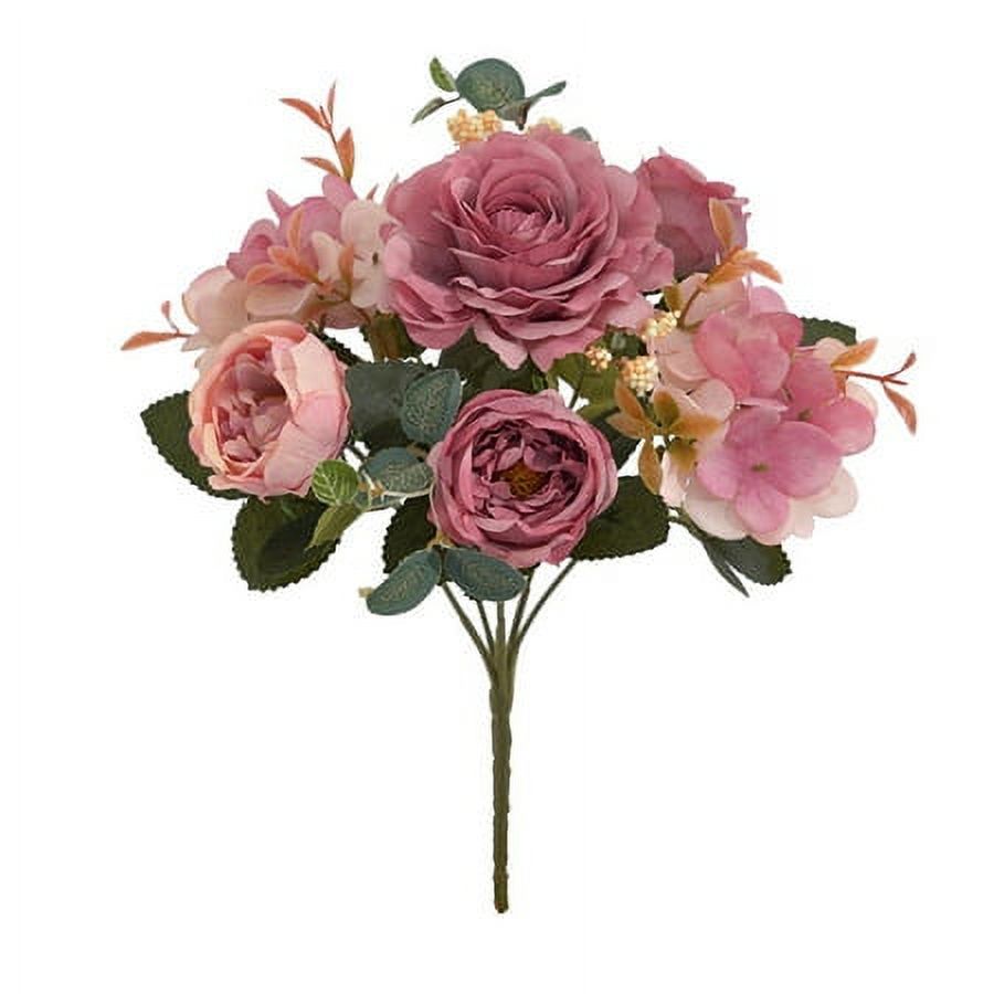 6 Head Artificial Flowers Bouquet Bridal Silk Peony Hydrangea Flowers ...