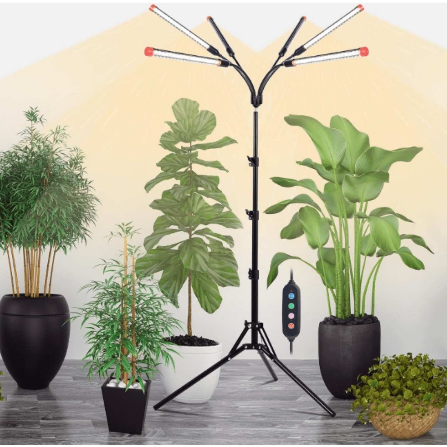 "6-Head Grow Light with Stand and Timer, 54 Watt Power Home Plug LED ...