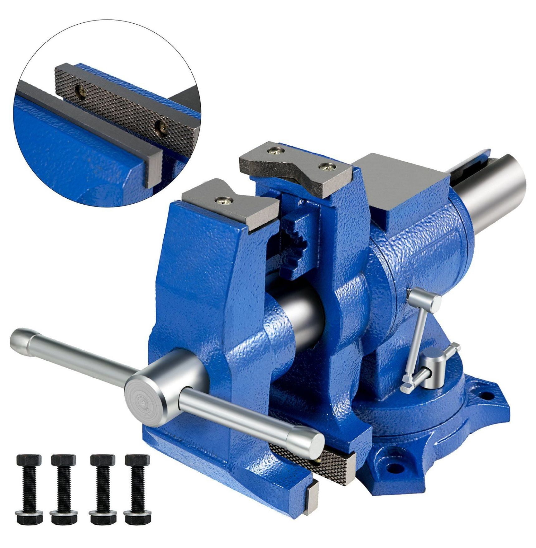 6" Heavy Duty Bench Vise, Rotating Swivel Vise, 30Kn Clamping Force ...