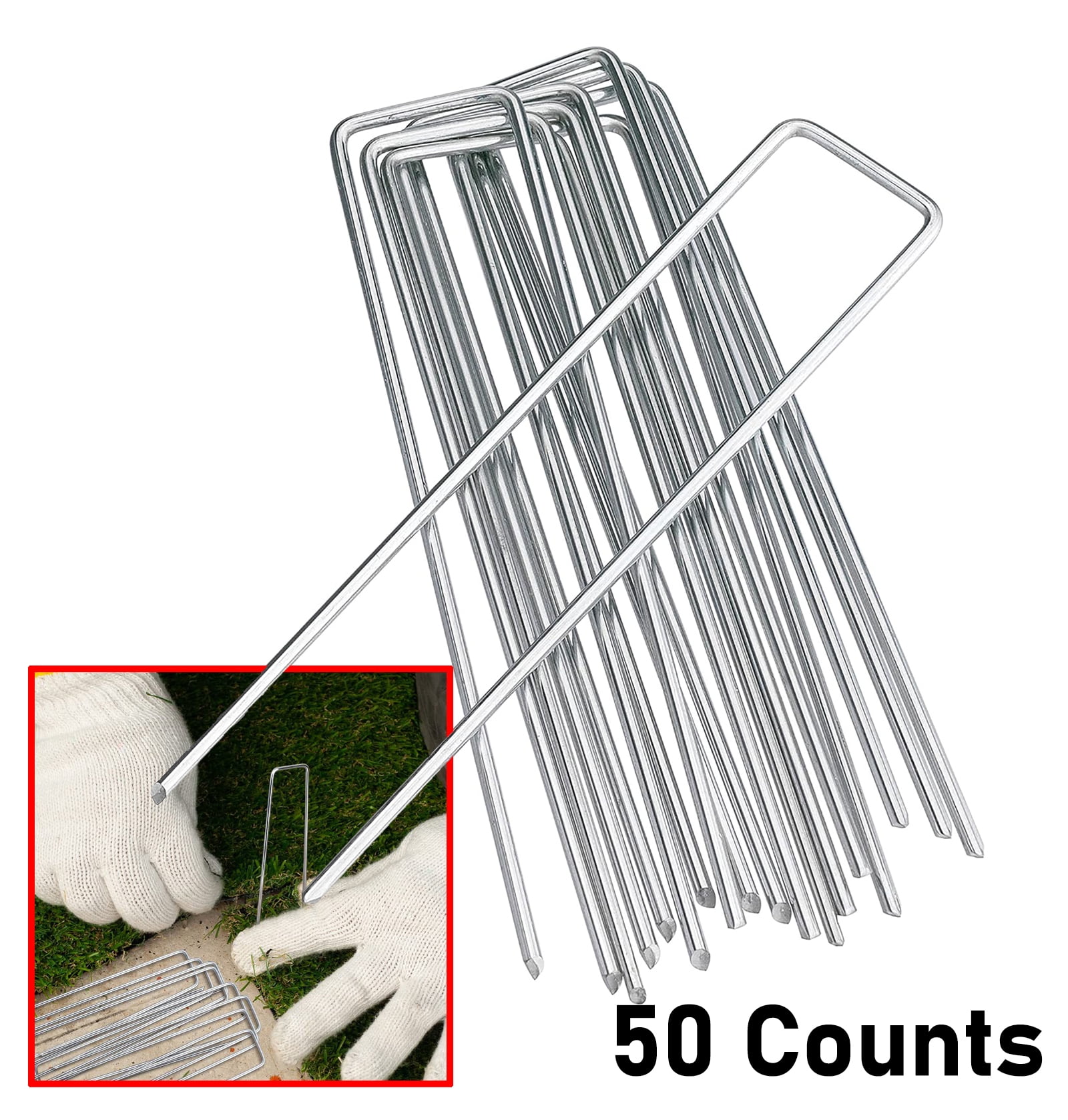 6" Heavy-Duty Galvanized Garden Staples - U-Shaped Metal Tent Stakes ...