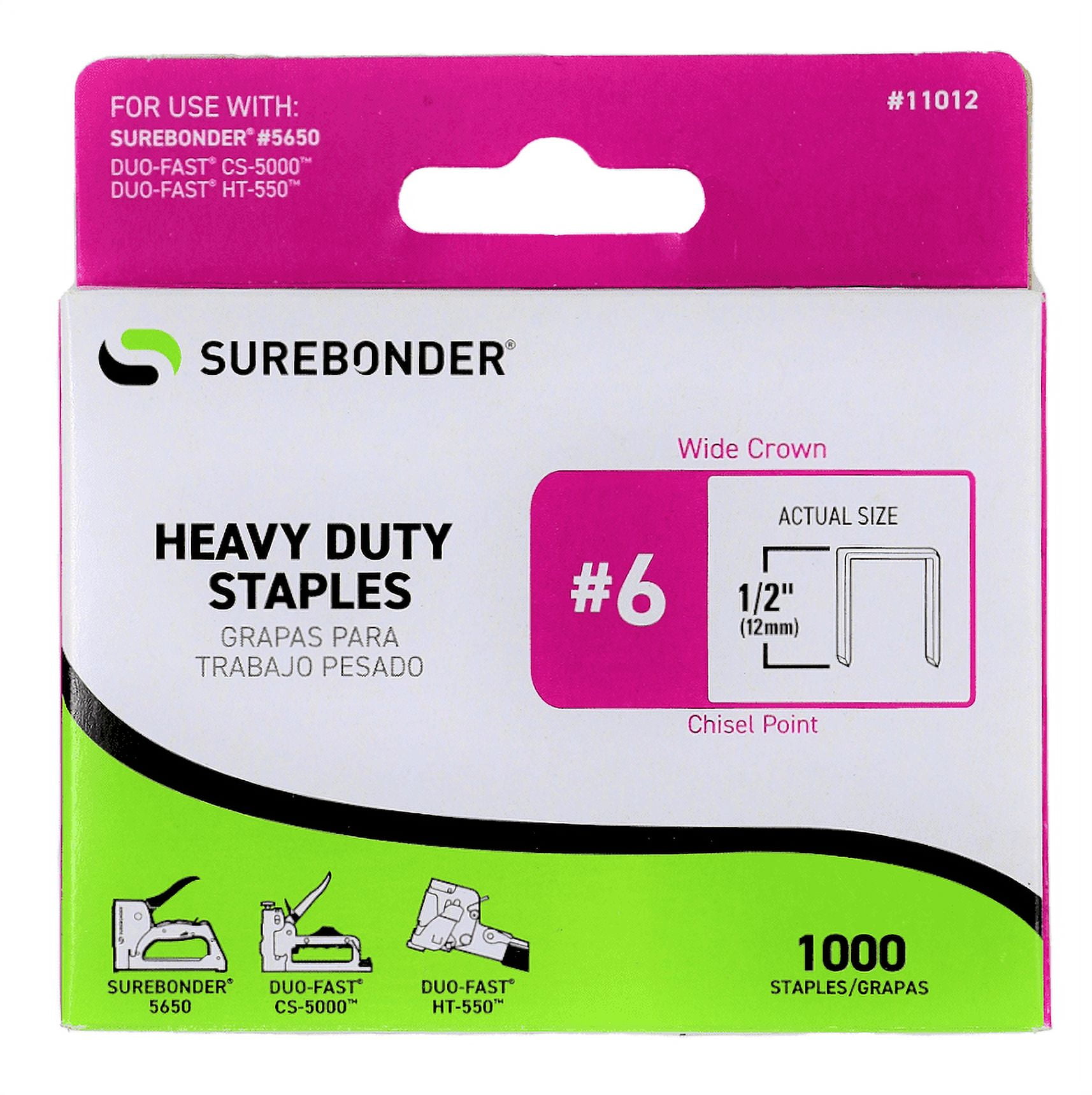 Surebonder #6 Heavy Duty Wide Crown Staples for Surebonder, Duofast ...