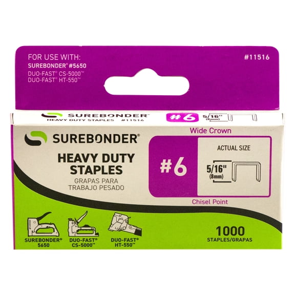 #5 Heavy Duty Wide Crown Staples - 1/4" - 1000 ct. - Walmart.com