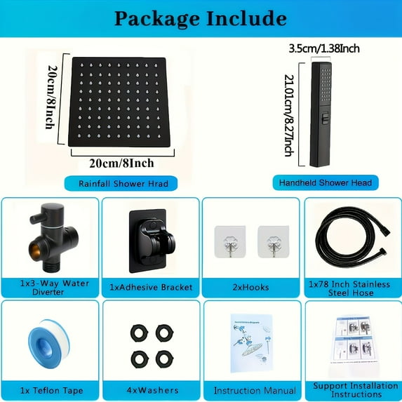 6” High Pressure Rain Shower Head & 2-in-1 Handheld Set - With 78 ...