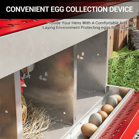 6 Hole Chicken Nesting Box - Galvanized Steel Roll Out Egg Collection ...