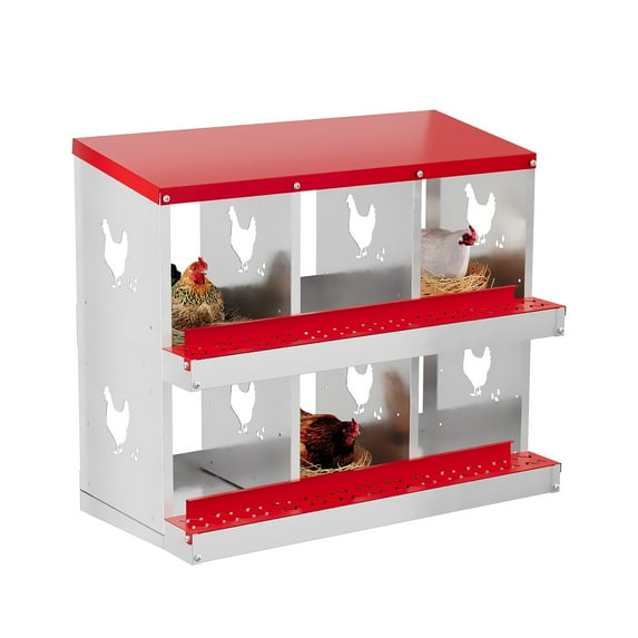 6 Hole Chicken Nesting Box - Galvanized Steel Roll Out Egg Collection ...