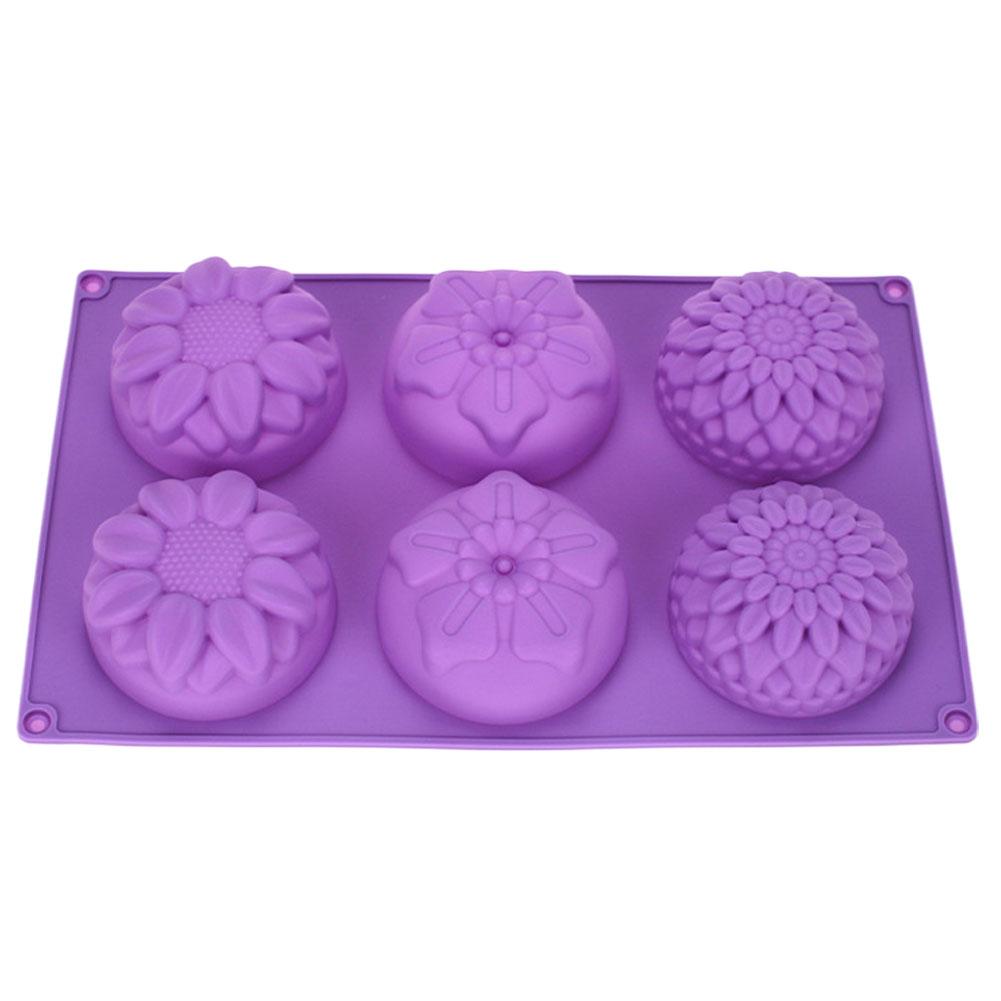 6 Hole Flower Shape Soap Mold Soap Mould Silicone Cake Cup Mould Easy ...