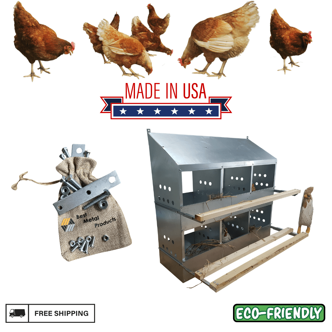 6 Hole Heavy Duty Metal Chicken Nesting Box, 23 Gauge Galvanized ...