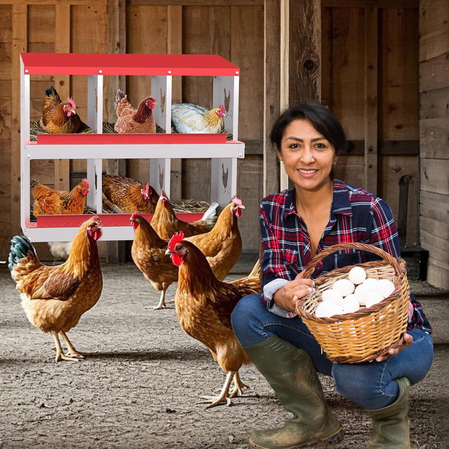 6 Hole Nesting Box for Laying Eggs,Chicken Nesting Box,Nesting Boxes ...