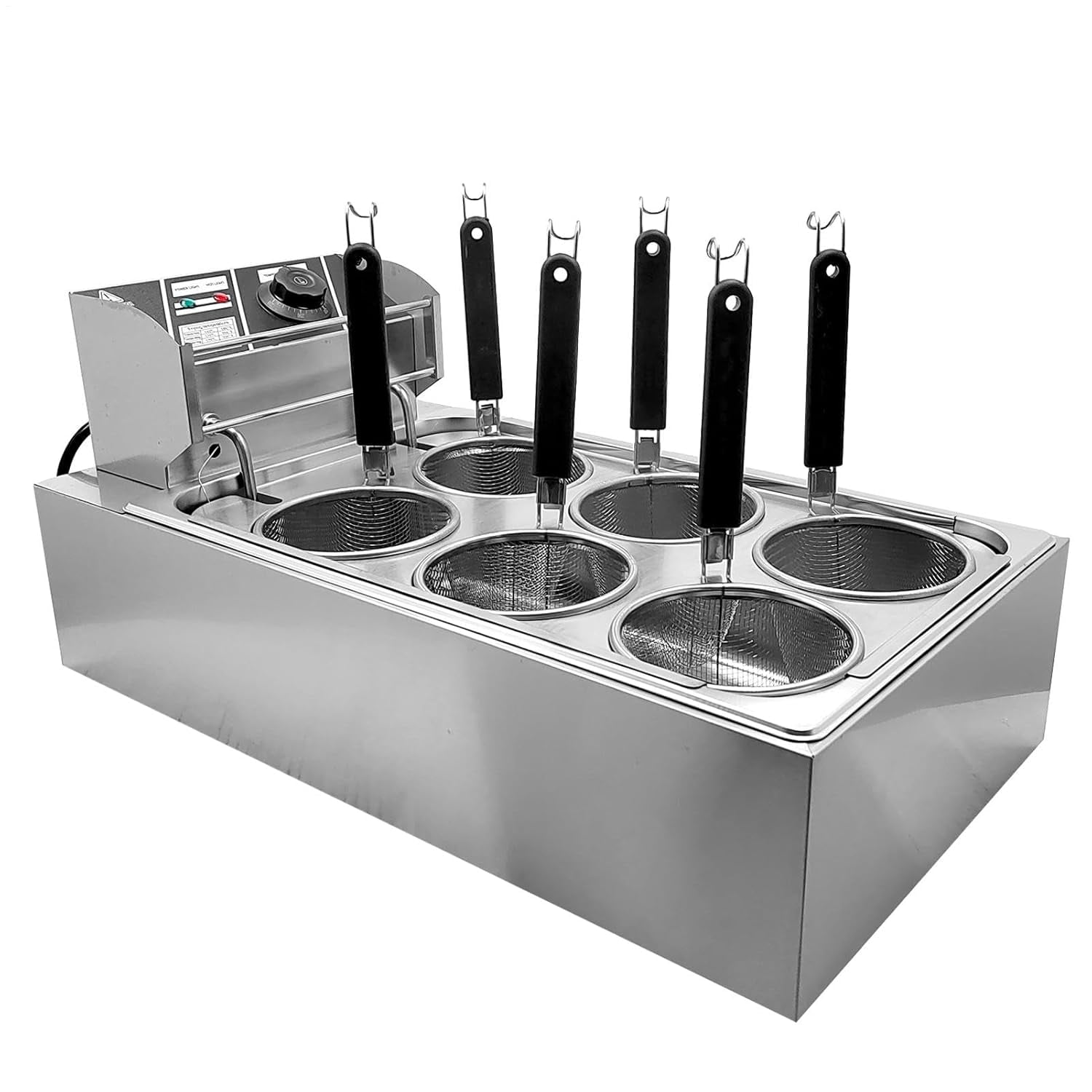 6 Hole Noodle Cooking Machine,1.5KW Commercial Pasta Cooker W/Removable Basket and Noodle Filter ...