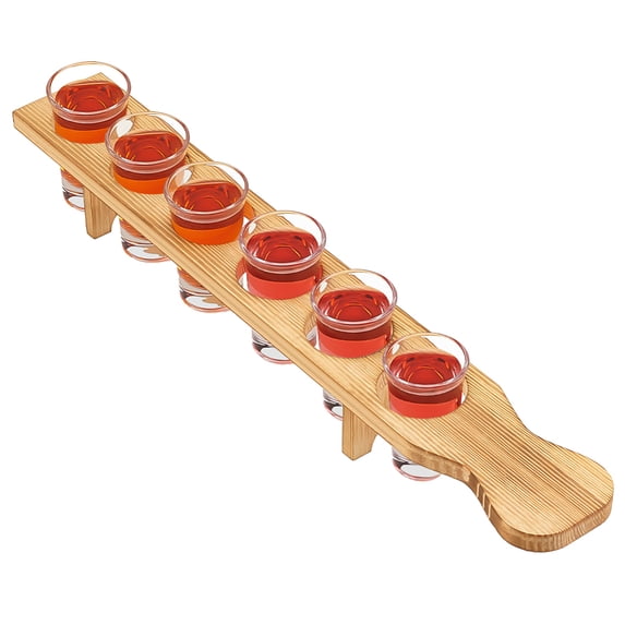 6-Hole Pinewood Wine Glass Organizer Holder Goblet Serving Tray Rack ...