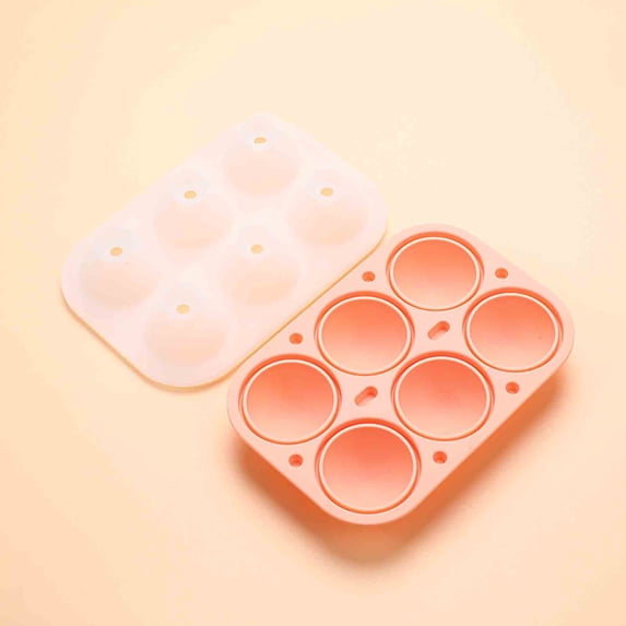 6 Hole Round Ice Ball Maker for Cocktails & Drinks Grade Silicone Tray ...