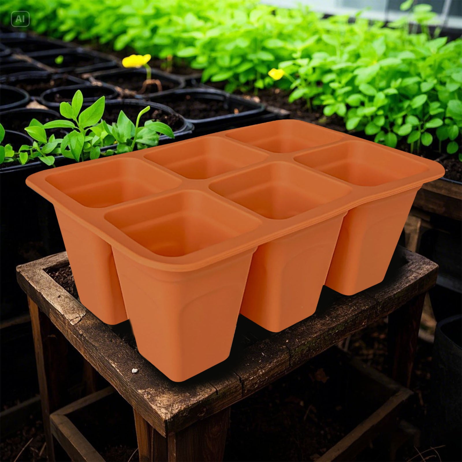 6 Hole Silicone Deep Root Control Seedling Tray Reusable Shockproof ...